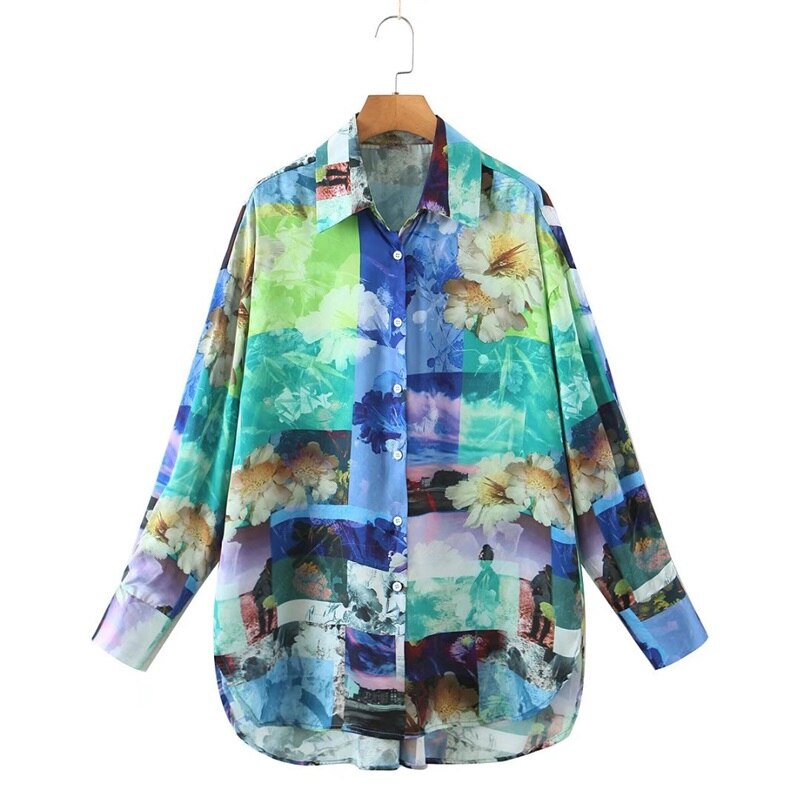 Ocean Mirage Satin Blouse For Women | Custom Couture